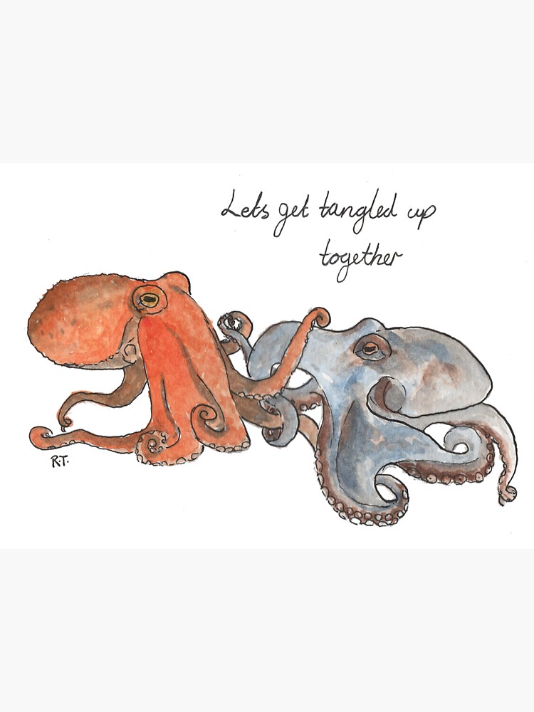 "Tangled Octopuses greetings card" Sticker for Sale by skeletonotes ...