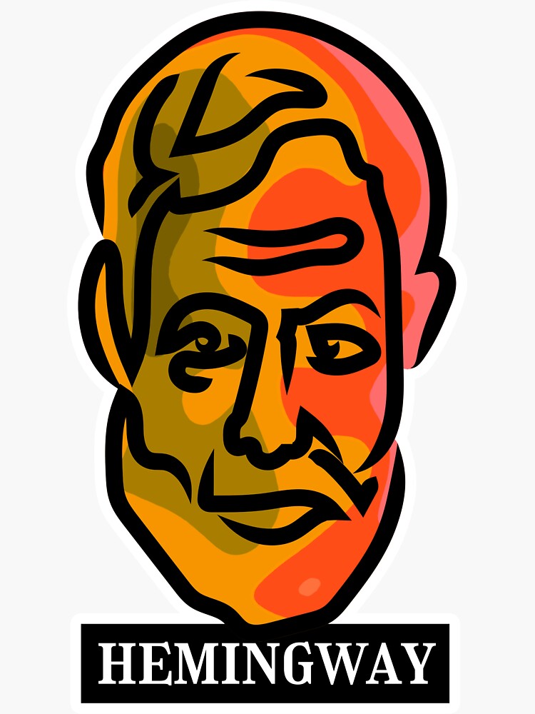 "Hemingway portrait" Sticker for Sale by Xdelacra | Redbubble