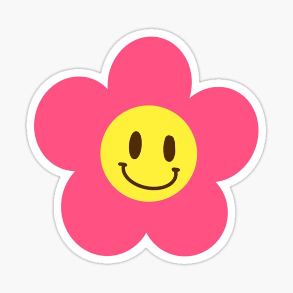 "Indie Smiley Flower Sticker" Sticker for Sale by celishacreates ...