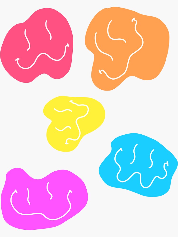 "Squiggly Smiley Faces" Sticker for Sale by celishacreates | Redbubble