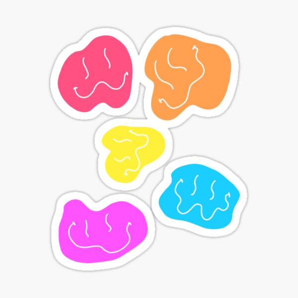 "Squiggly Smiley Faces" Sticker for Sale by celishacreates | Redbubble