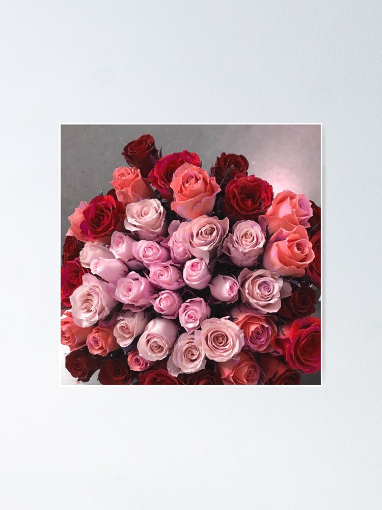 Poster « Design dégradé de roses rouges à roses », par kristalachi ...