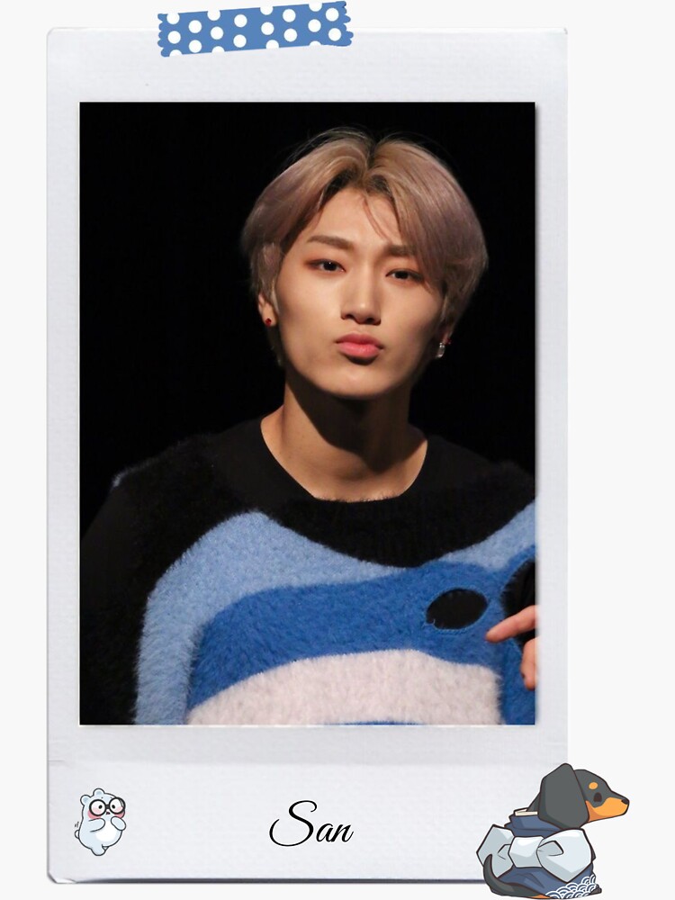 "ateez san polaroid stickers" Sticker by cindyptm | Redbubble