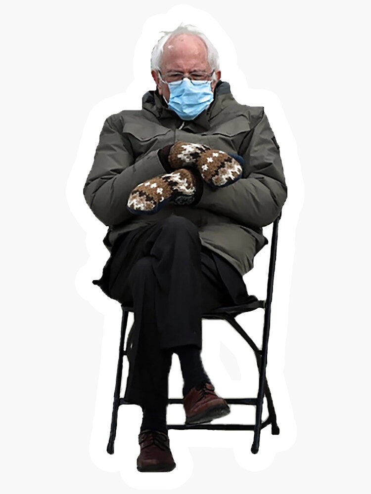 "Bernie Sanders on a Chair" Sticker for Sale by MemeConcepts | Redbubble