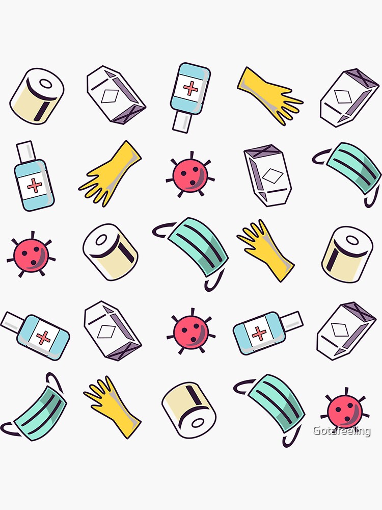"Covid Sanitary Products Drawings" Sticker for Sale by Gotafeeling ...