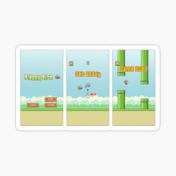 "Flappy Bird - Get Ready, Game Over - Throwback" Sticker for Sale by ...