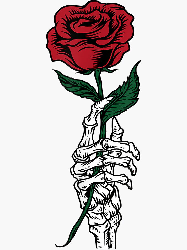 "Rose Flower Gift White Skeleton Hand Holding a Red Rose TShirt20 ...