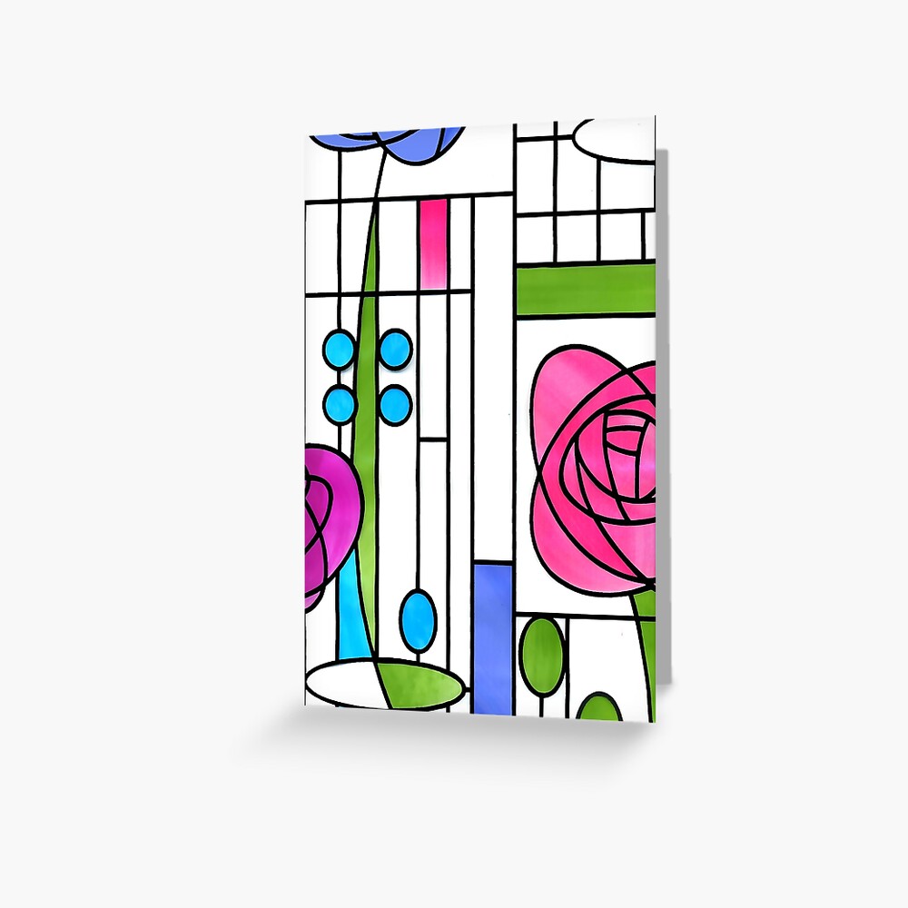 "Charles Rennie Mackintosh Floral Design Rose" Greeting Card by ...
