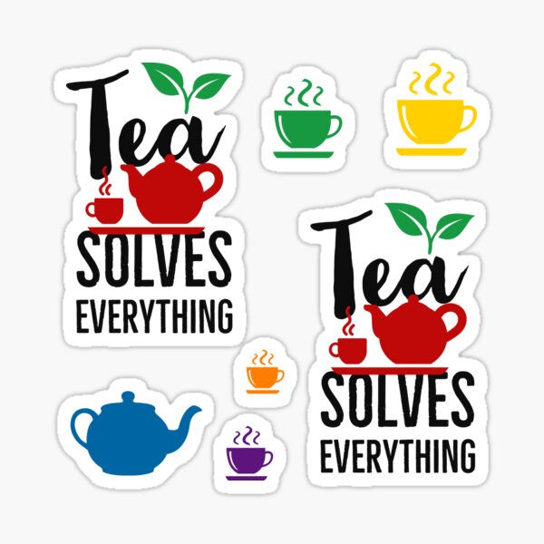 "Tea solves everything" Sticker for Sale by Gingatoo | Redbubble
