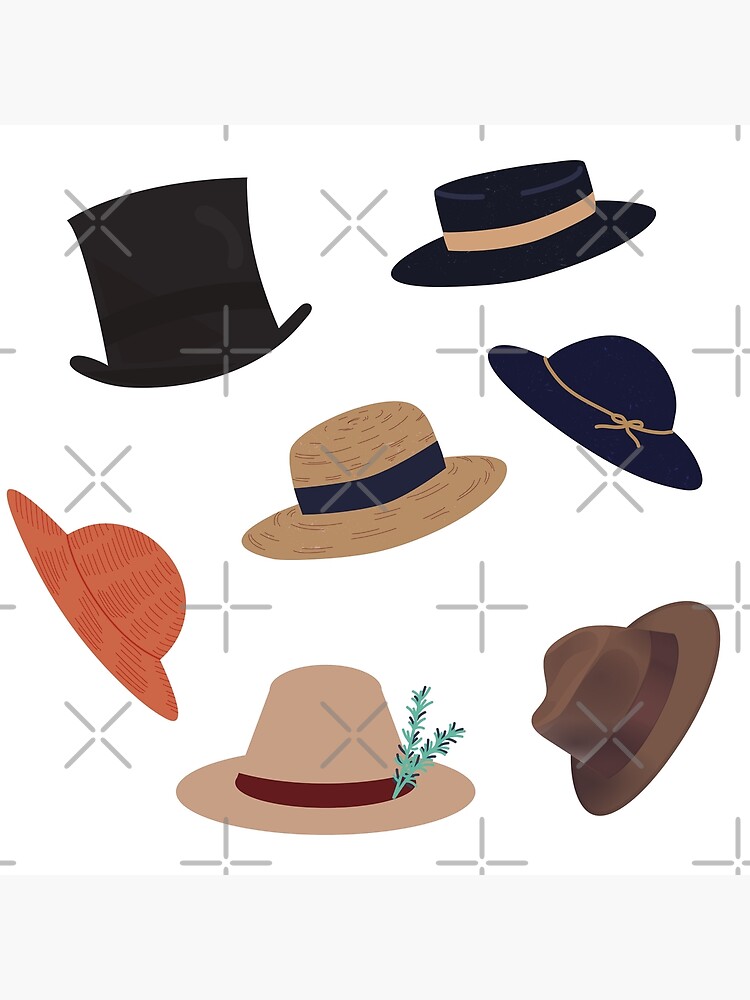 "Hat sticker pack" Poster for Sale by 2hookos | Redbubble