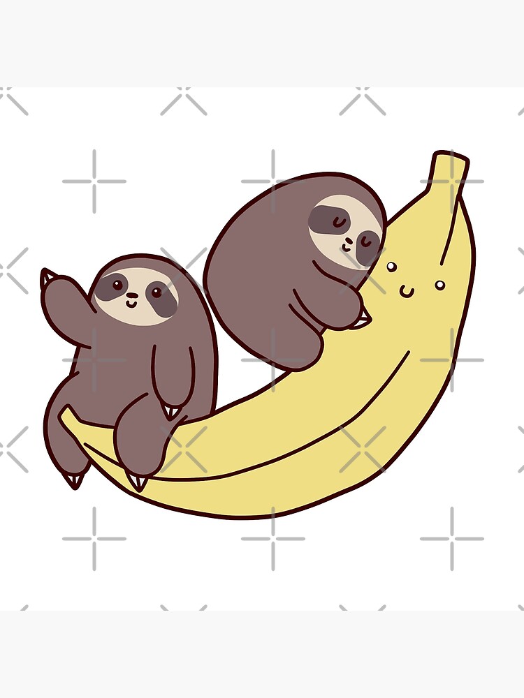 "Sloths and Giant Banana" Art Print by SaradaBoru | Redbubble
