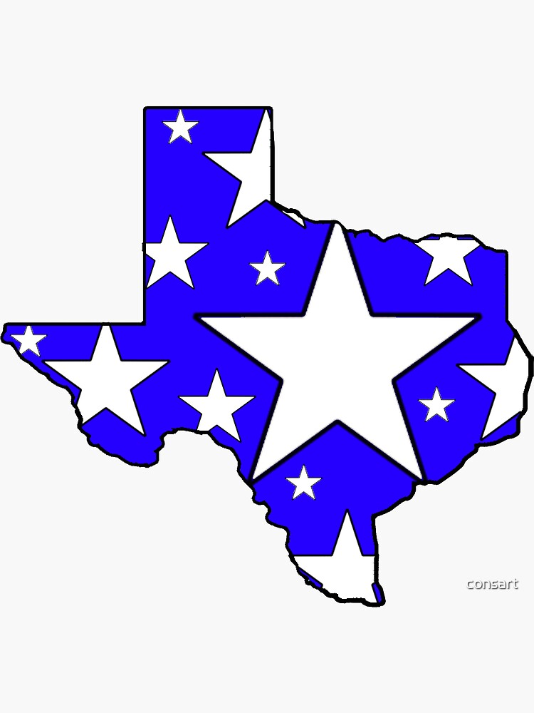 "Royal Blue Texas with Stars" Sticker by consart | Redbubble