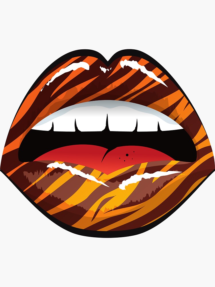 "Tiger Striped Lips" Sticker for Sale by mrjones7239 | Redbubble