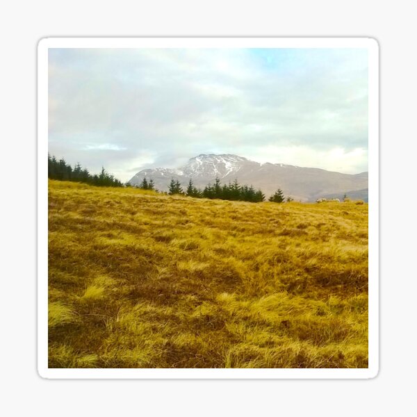 "Scenic gold field mountainscape " Sticker for Sale by glowvim | Redbubble