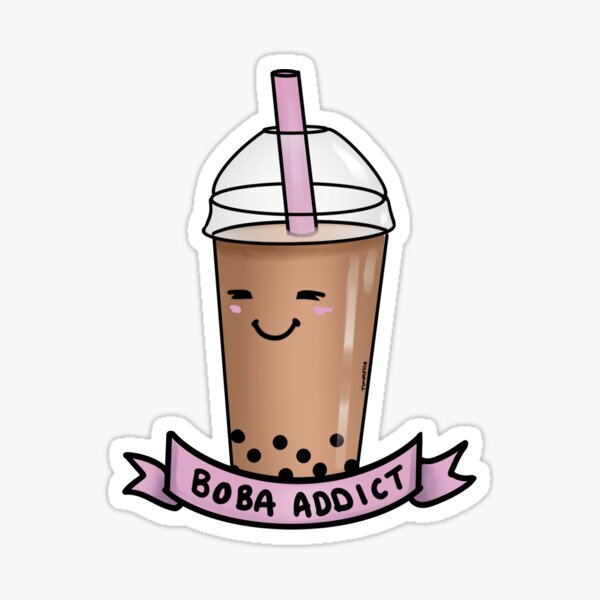 "Cute Boba Addict Bubble Tea" Sticker for Sale by TunafishArt | Redbubble