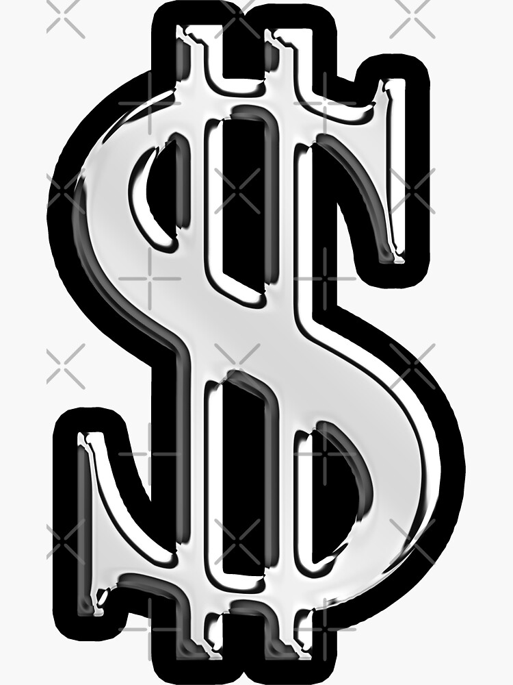 "Chrome Style Dollar Sign" Sticker by Garaga | Redbubble