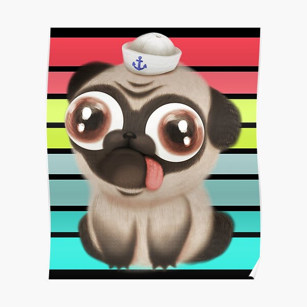 "PUG SAILOR SUNSET" Poster for Sale by phys | Redbubble