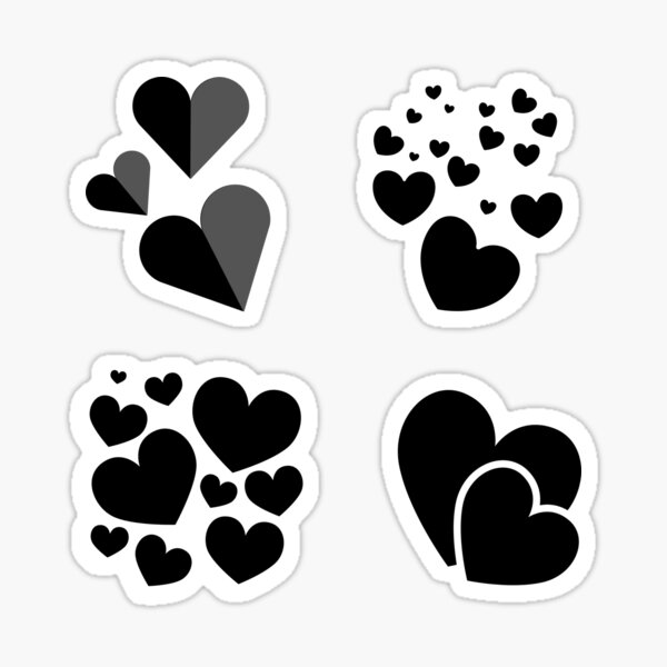"Cute Black Hearts Floating Sticker Pack" Sticker by Zentropik | Redbubble