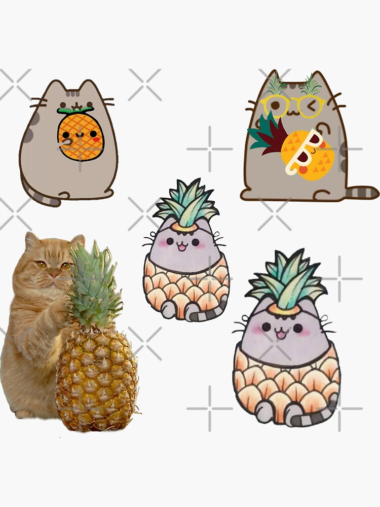 "Cute Cat With Pineapple Sticker" Sticker by Manakiry88 | Redbubble