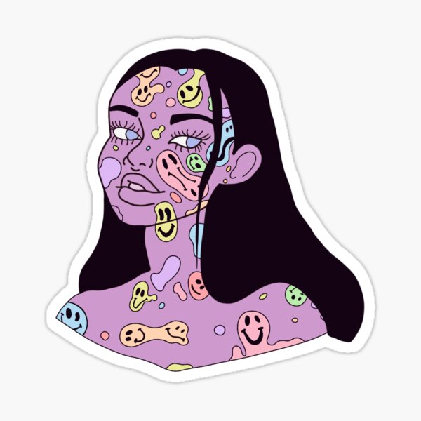 "indie smiley face girl sticker" Sticker for Sale by sabrina511 | Redbubble