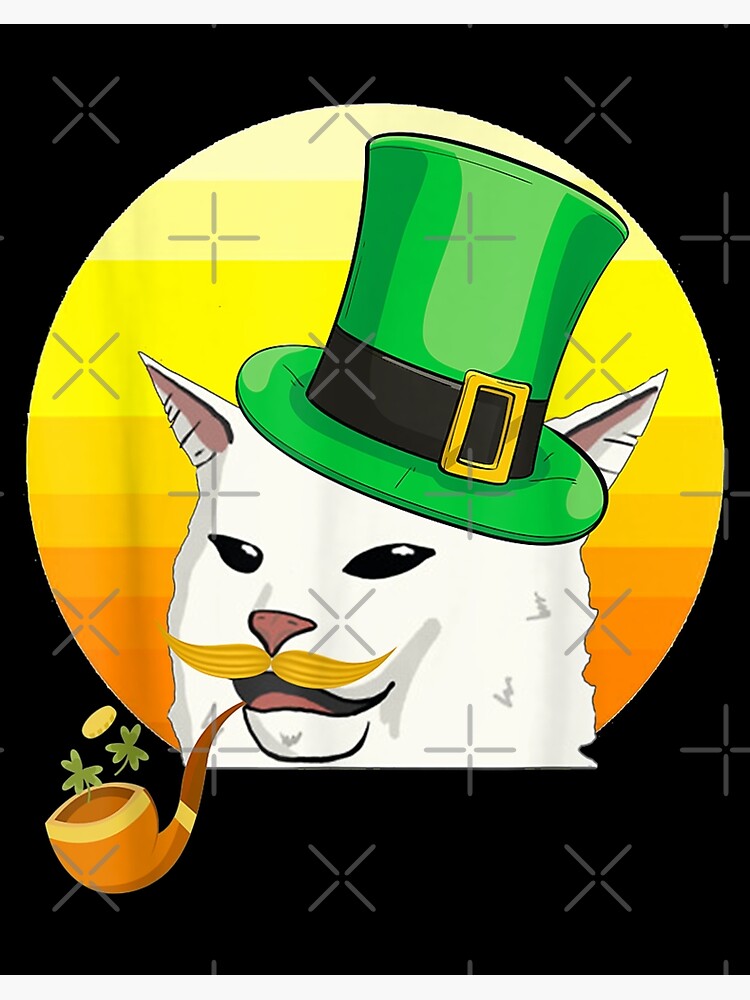 "Retro Leprechaun Smudge Cat Meme Shamrock St Patricks Day" Art Board ...