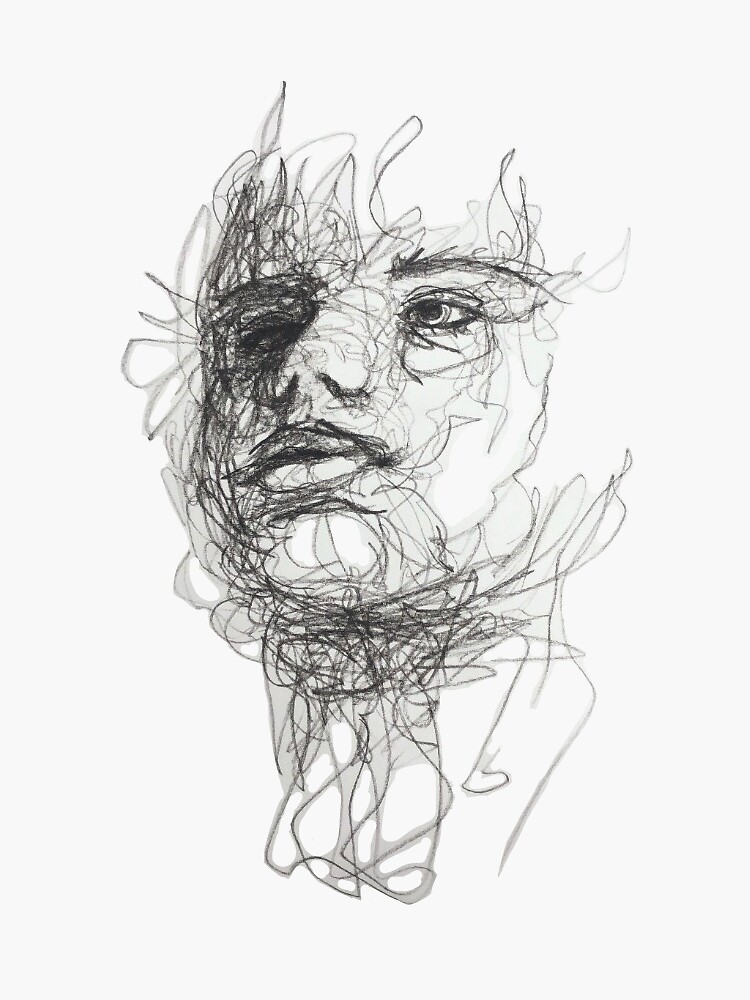 "Scribble Face" Sticker by cluelessbword | Redbubble