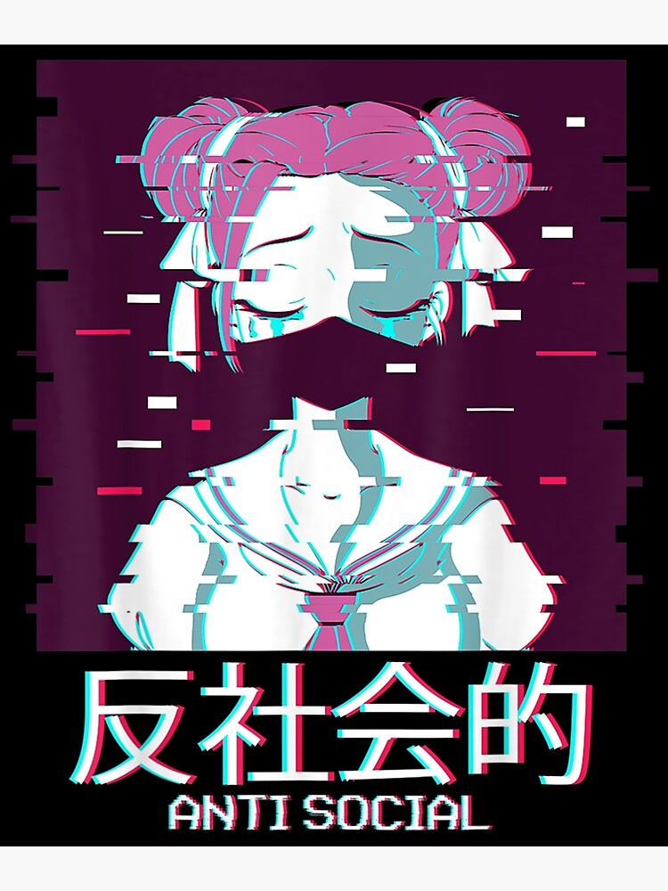 "Anti-Social Anime Girl Geisha - Japanese Vaporwave Aesthetic" Poster ...