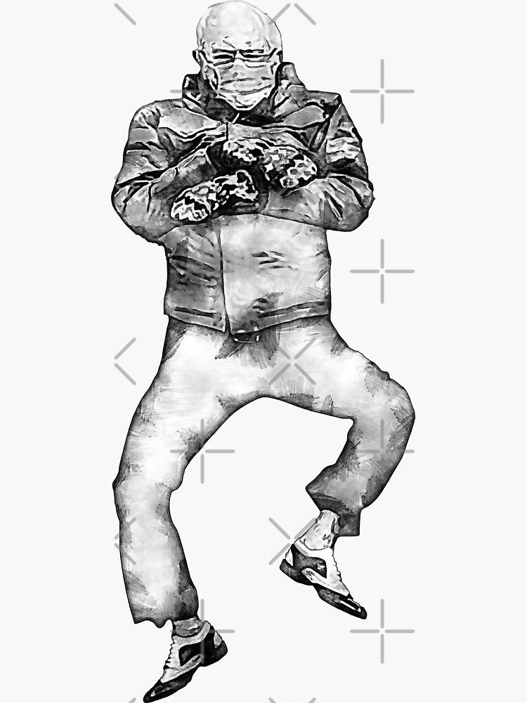 "Bernie Mittens Funny Meme Face Mask Design" Sticker by aventi24 ...