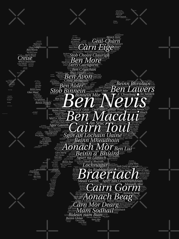 "Scottish Munro Bagging Munro Scotland Outline Wordart" Long Sleeve T ...