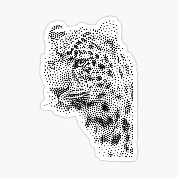 "Copy of Tiger king black and white dots art pointillism mosaic stipple ...