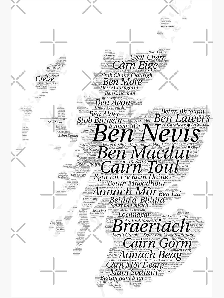"Scottish Munro Bagging Munro Scotland Outline Wordart" Sticker for ...