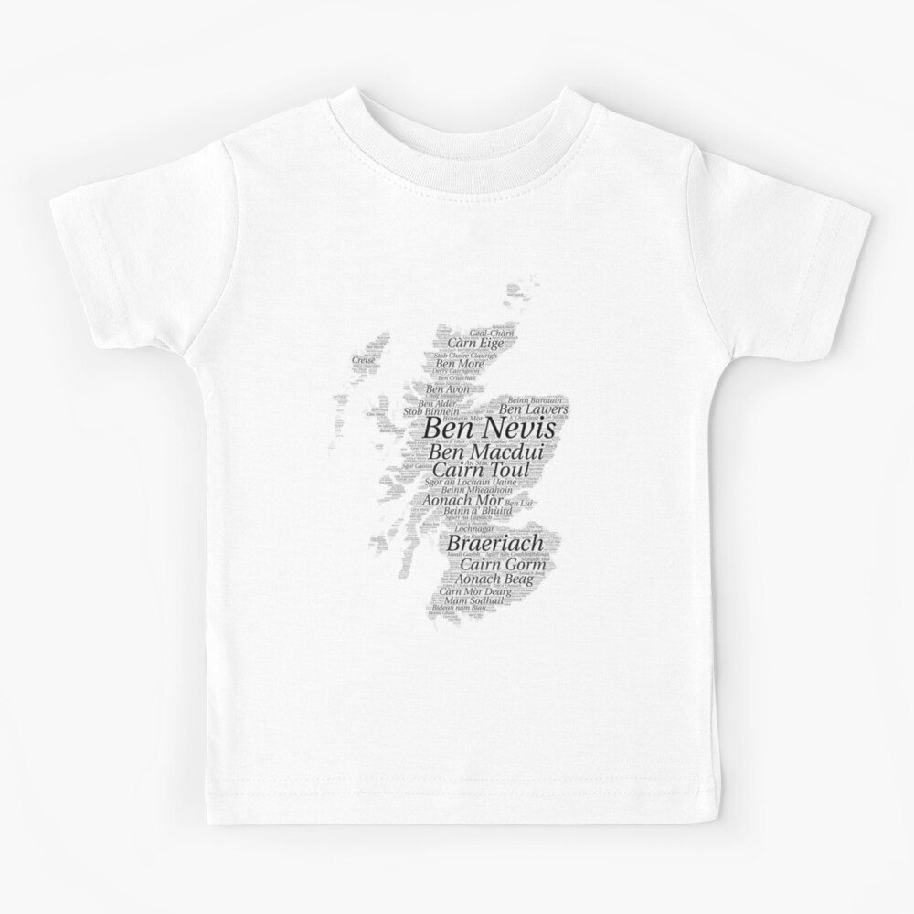 "Scottish Munro Bagging Munro Scotland Outline Wordart" Kids T-Shirt by ...