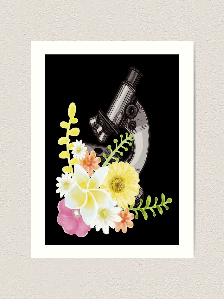 "PASTEL WATERCOLOR FLOWER FRAME SKETCH MICROSCOPE SCIENCE LABORATORY ...