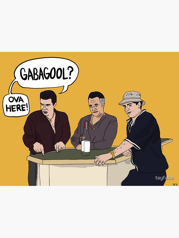 "Gabagool? Ova here!" Sticker for Sale by tayfabe | Redbubble
