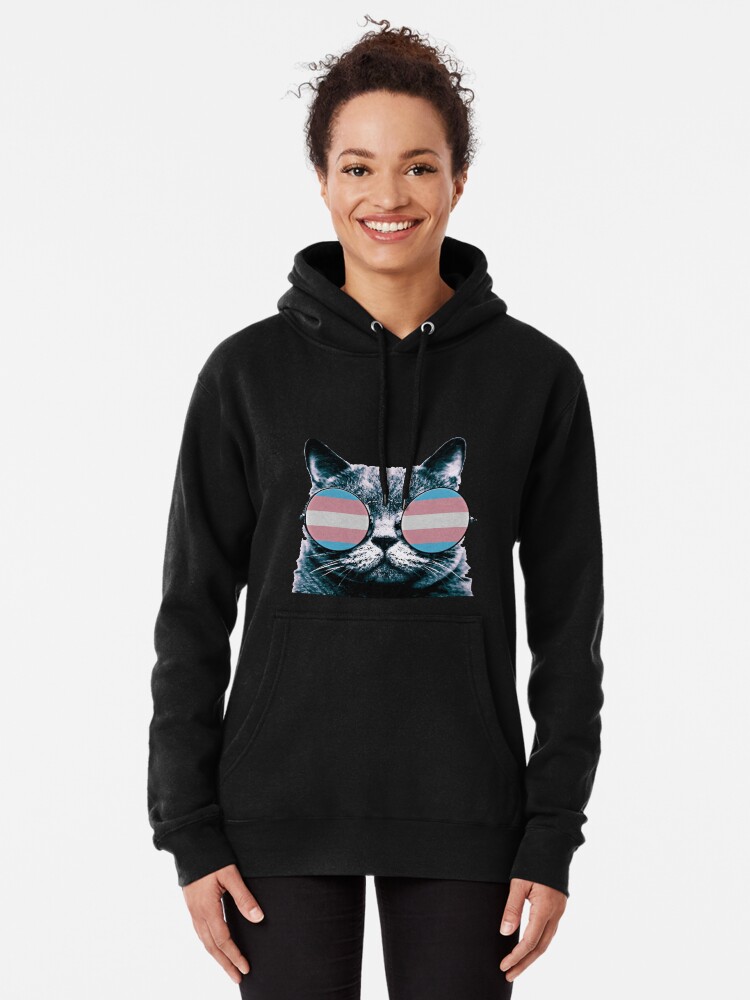 "Transgender Cat with Sunglasses" Pullover Hoodie by Flowchart | Redbubble