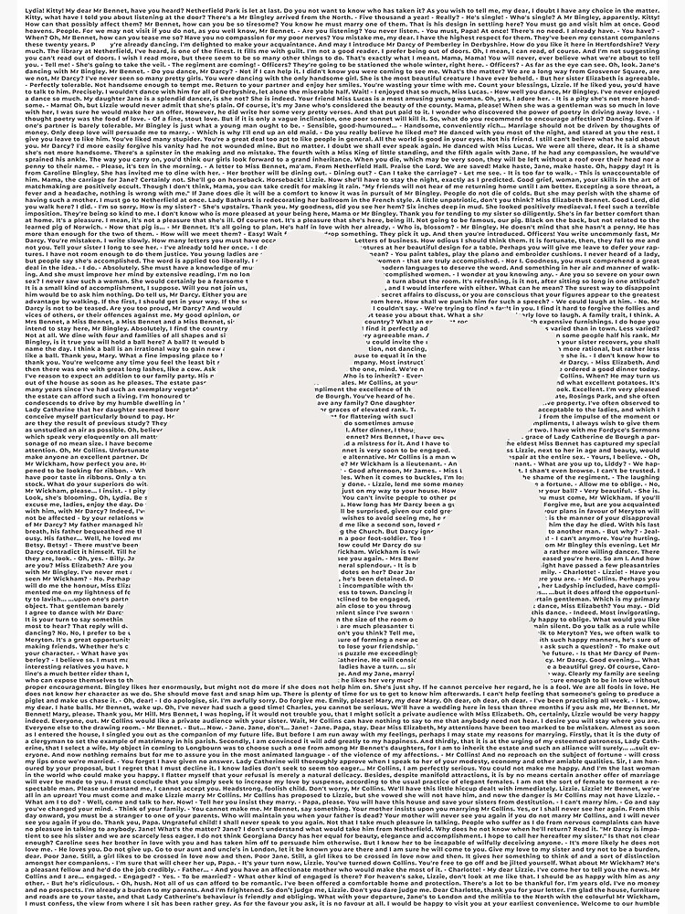 "Pride and Prejudice Script Poster" Poster for Sale by honeydesigns ...
