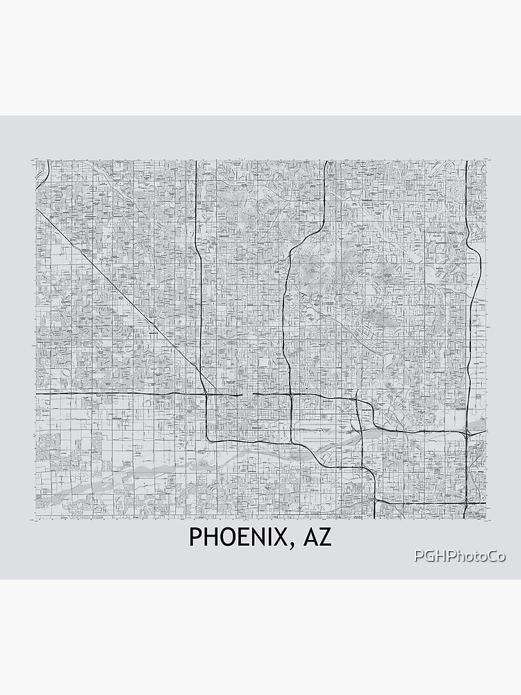 "Phoenix, AZ Hexadic Topographical Map Grey" Poster by PGHPhotoCo ...