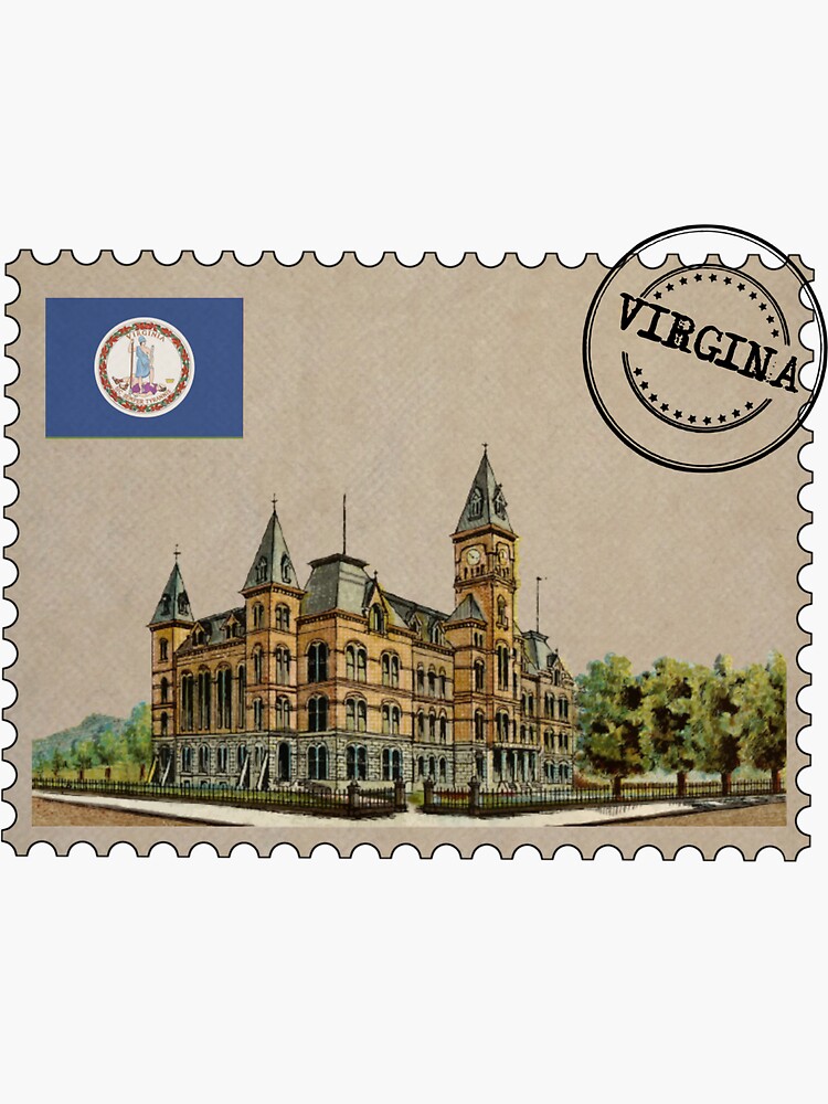 "Virginia Postage Stamp" Sticker by Gina-Driada | Redbubble