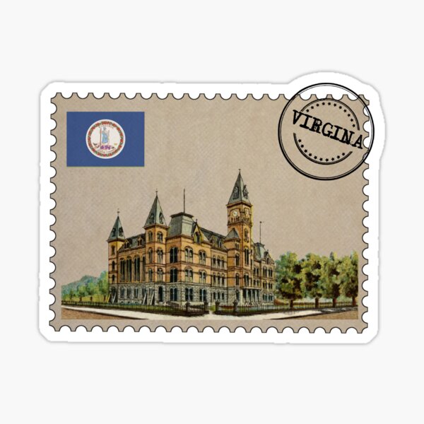 "Virginia Postage Stamp" Sticker by Gina-Driada | Redbubble