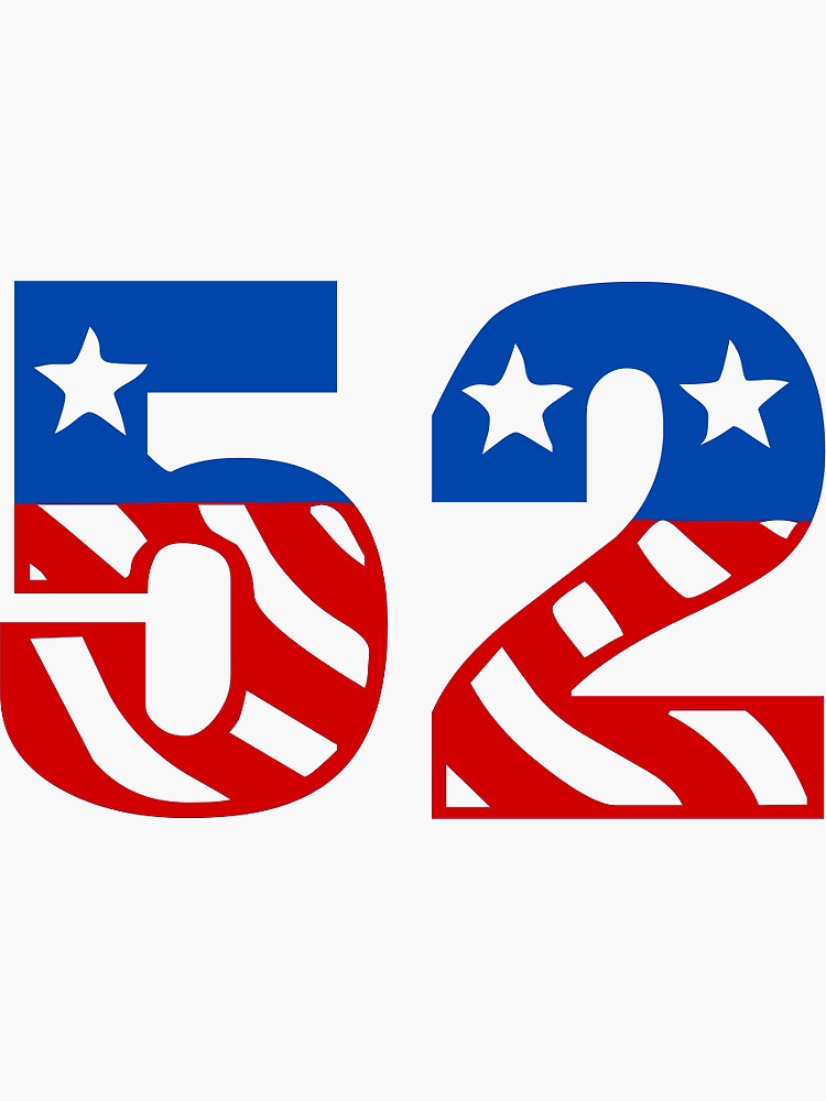 "Number Fifty Two Sports Logo America Flag Patriotic" Sticker for Sale ...