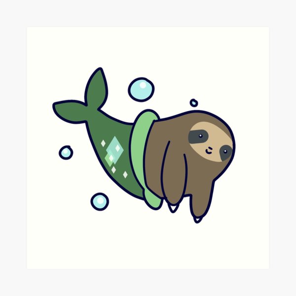 "Mermaid Sloth" Art Print for Sale by SaradaBoru | Redbubble
