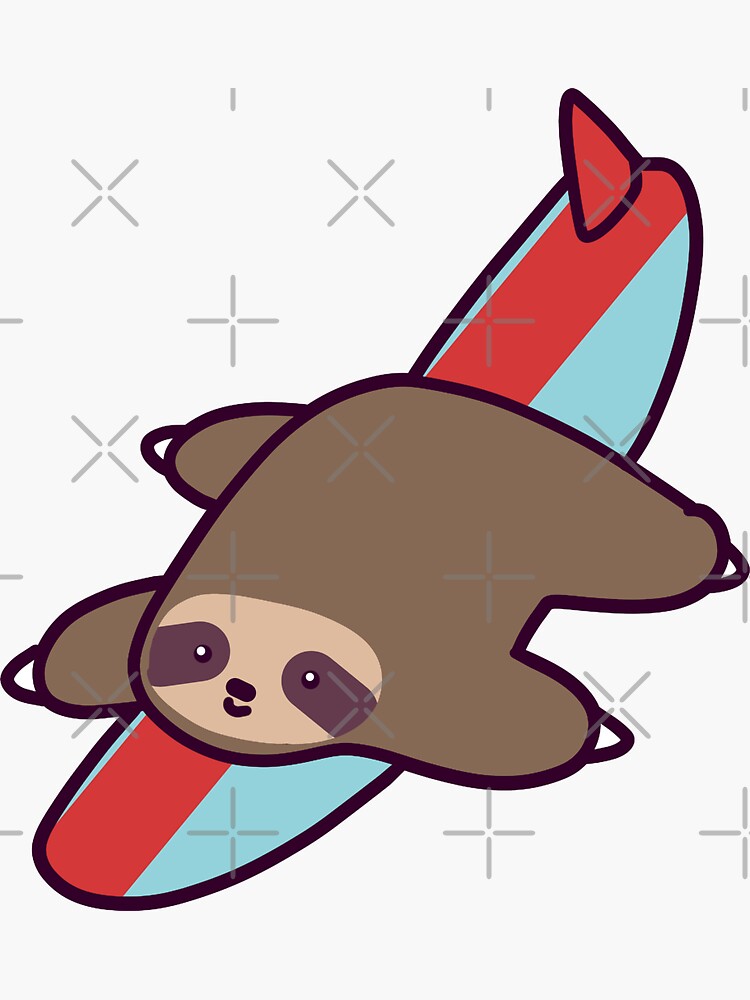 "Surfing Sloth" Sticker for Sale by SaradaBoru | Redbubble