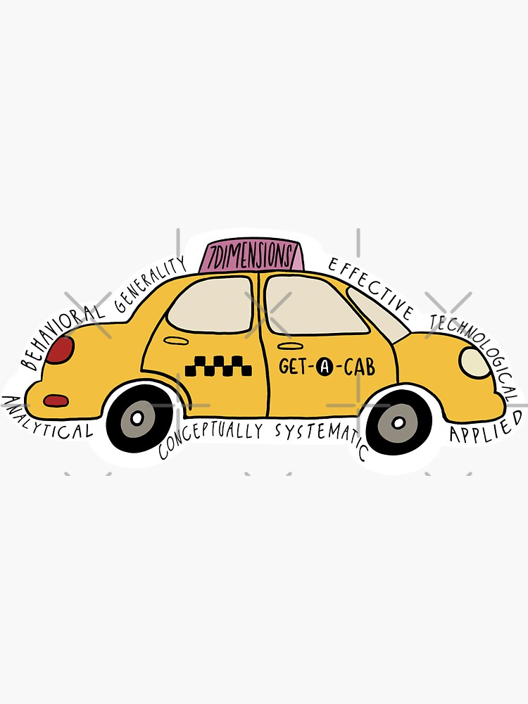 " Seven Dimensions of ABA Sticker (GET-A-CAB) - White Background ...