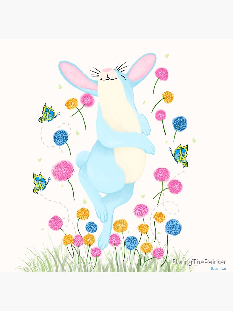 "Bunny Bouncing Into Spring" Sticker for Sale by BunnyThePainter ...