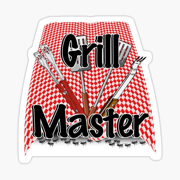"Grillmaster BBQ Tools and Picnic Table" Sticker for Sale by Gravityx9 ...