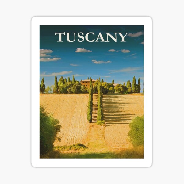 "Tuscany, Italy Vintage Travel Poster" Sticker for Sale by sunreyshine ...