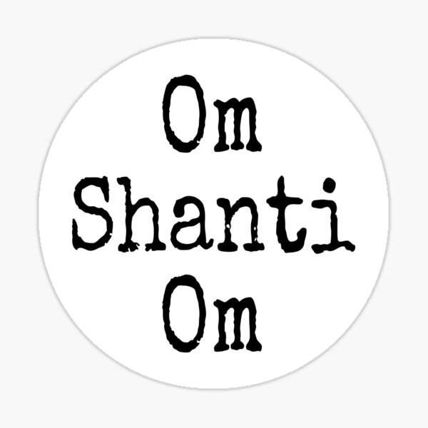 "Om Shanti Om White Typography" Sticker by wordznart | Redbubble
