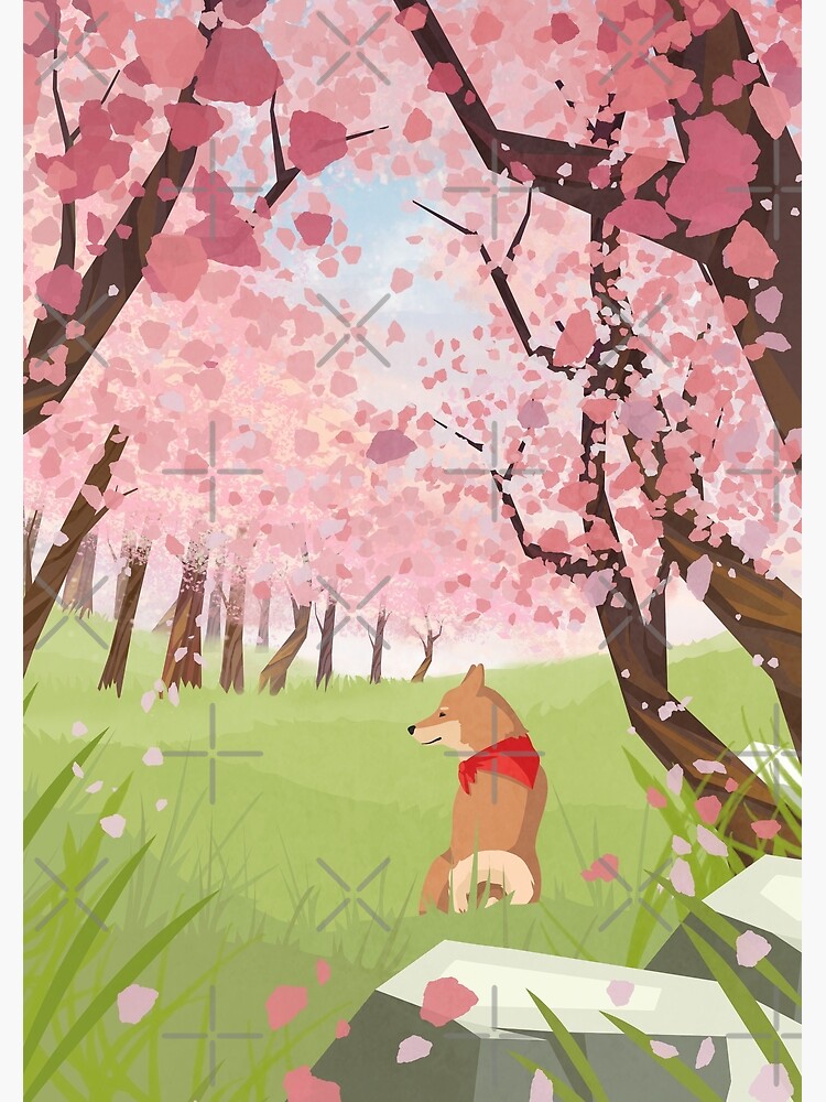 "Shiba Inu in Spring" Poster for Sale by blickwandler | Redbubble