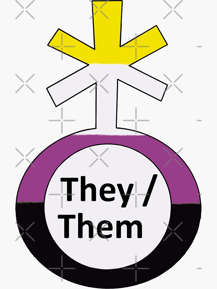 "They / Them Pronoun Pin Non Binary Symbol " Sticker by BackgroundPixel ...