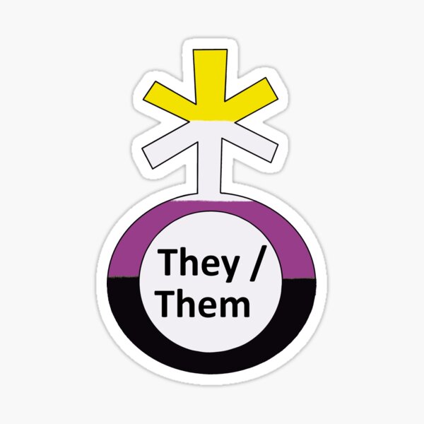 "They / Them Pronoun Pin Non Binary Symbol " Sticker for Sale by ...